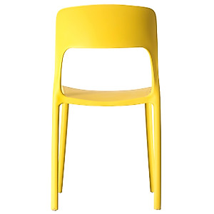 Fabulaxe Modern Plastic Outdoor Dining Chair with Open Curved Back, Yellow Set of 2