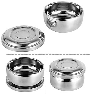 Stainless Steel Shaving Bowl, Men Wet Shaving Soap Mug Bowl Silver Metal Face Cleaning Health Care Shave Tool With Lid, Shaving Soap Dish, Shaving Foam Bowl