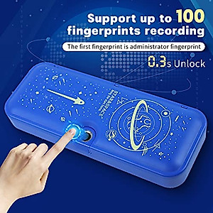 Enjoy Myself Planet Space Fingerprint Unlock Pencil Case, Portable Personal Security Stationery Box for for Teens Girls Boys Adults Student, Gift Back to School Supplies for Kids