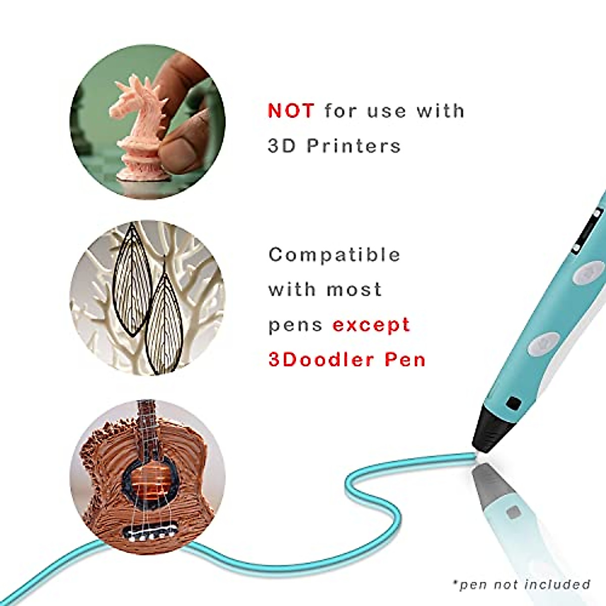 3d Pen Filament Refills - PLA filament 1.75mm | 25 Colors, 20 Solid Colors + 5 Fluorescent / Transparent, 33ft Each, 825 Feet Total