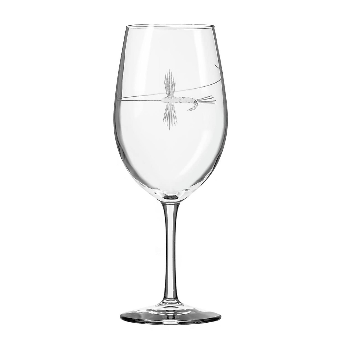 Rolf Glass | Fly Fishing All Purpose Wine Glass 18 Ounce | Set of 4 | Large Wine Glasses | Lead-Free Crystal Glass | Engraved All Purpose Wine Glasses | Made in the US | Outdoor Lifestyle