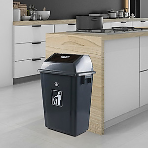 Readsky 13 Gallon Plastic Kitchen Trash Can with Swing Lid, Gray, 4 Packs