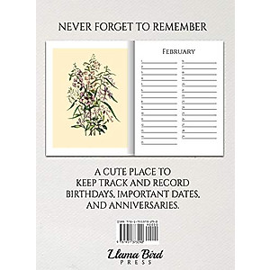 Birthday Calendar: Botanical Prints Hardcover Monthly Daily Desk Diary Organizer for Birthdays, Important Dates, Anniversaries, Special Days