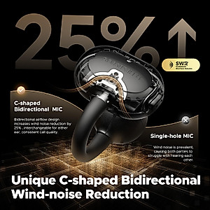 SoundPEATS POP Clip Wireless Open Ear Earbuds, Button Control, Lightweight Comfort Headphones, 30H Playtime, IPX5 Waterproof, Bluetooth 5.4 Immersive Audio Earphones for Sports Running Working, Black