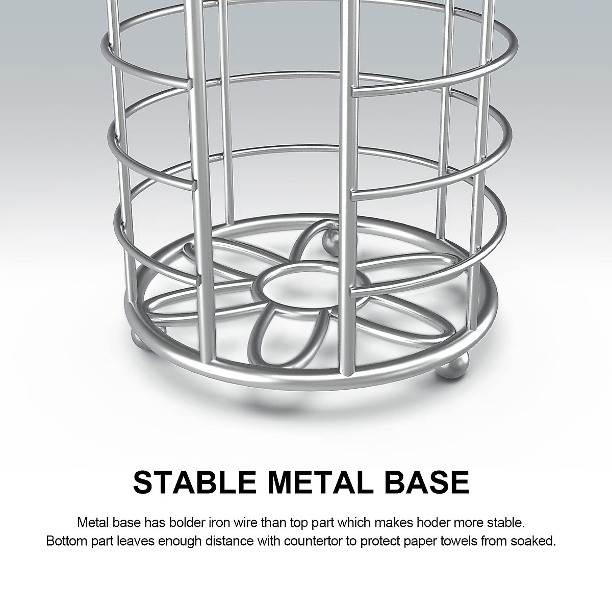 Kerisgo Toilet Paper Holder Stand, Freestanding Bathroom Toilet Paper Organizer, 3 Mega Roll Toilet Paper Holder for Under Sink, Vanity, Cabinet Shelf (Silver)