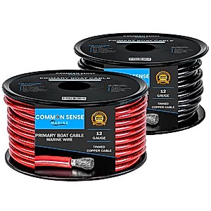 12 Gauge Primary Boat Cable - 30 ft Marine Grade Wire Tinned Oxygen-Free Copper - 12 AWG UL 1426 Standard PVC Wire for Boat, Automotive, Speakers, Camper & Trailers