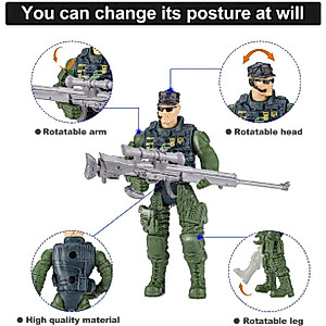 Lynkaye 6 Pcs Soldier Action Figure Toy Army Men with Weapon Accessories/SWAT Team Figure Military Playset for Boys Girls, Great Gift as Christmas, Birthday (6 Modern Soldier)