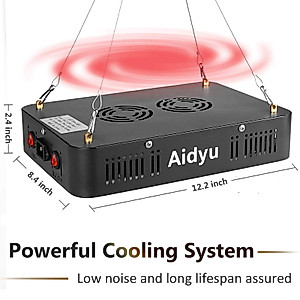 Aidyu 1000W LED Grow Light, Full Spectrum Growing Lamps for Indoor Hydroponic Greenhouse Plants with Veg and Bloom Switch, Dual Chips, UV & IR, Adjustable Rope Hanger
