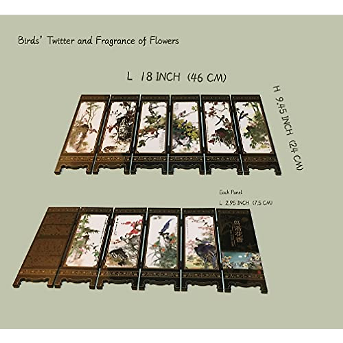 APERFECT Decorations for The Home, 6 Panel Divider, Mini Folding Screen, Chinese Lacquerware, Mini Desktop Folding Screen, Feng Shui Ornaments, Oriental Gift, Business Gift