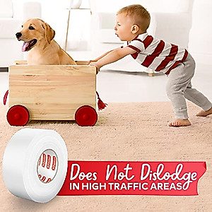 XFasten Double Sided Carpet Tape for Area Rugs 2 Inch x 10 Yards 1” Core Residue-Free Carpet Double Sided Rug Tape for Laminate Floors, Rug Tape Gripper for Carpet, Tape for Hardwood Floors