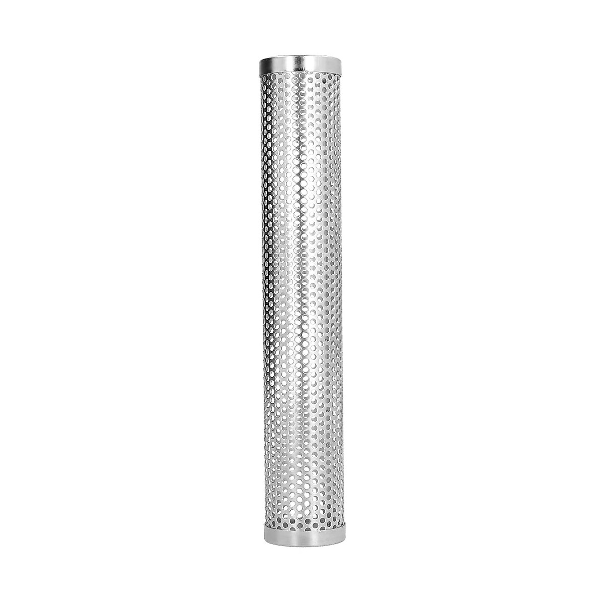 Stainless Steel Smoke Tube, Smoker Box Cylindrical Detachable Large Capacity Fruit Wood BBQ Pellet Smoker Tube for Charcoal Gas Grill(Length 30.6CM*Height 5.3CM)