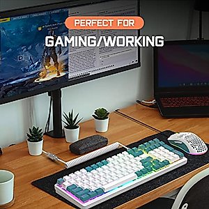 K3-95% Wired Gaming Keyboard and ultra-light honeycomb mouse with Coiled Usb C Cable，Clicky Blue Switch LIGHTSYNC RGB Chroma Backlit TKL 98 key 4 in 1 Gaming Bundle Retro Metal Panel for PC/Mac