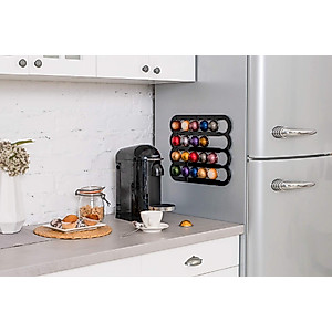 Demi's Home Coffee Pod Holder for Nespresso Vertuo Capsules - Magnetic Holder Suitable to be Mounted on the Fridge (Black)