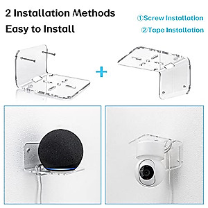 HAYVAN Acrylic Small Floating Shelf for Security Cameras, Baby Monitors, Speakers, Plants & More - 4'' Universal No Drill Shelves Easy to Install with Strong Tapes & Screws (Clear 3 Pack)