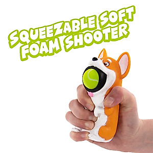 Hog Wild Corgi Ball Popper Toy - Includes 4 Soft Foam Balls - Squeeze to Pop Air Powered Balls Up to 20 Feet - Launcher Safe for Indoor/Outdoor Play - Party Favor Gift for Kids, Girls, Boys Ages 5+