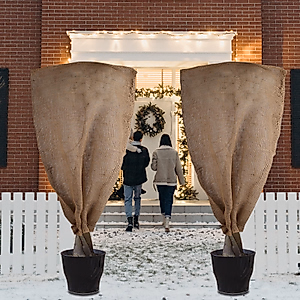 3 Pack 24″ × 40″ Reusable Warm Burlap Winter Plant Cover Bags with Drawstring Burlap Plant Covers Freeze Protection Large Plant Frost Cloth Cold Freeze Blanket Protecting Fruit Tree Potted Plants