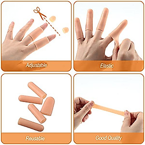 50 Pieces Gel Finger Cots Gel Finger Support Protector Gloves Gel Finger Cover Caps Silicone Finger Sleeves, 40 Pieces Long, 10 Pieces Short (Beige)