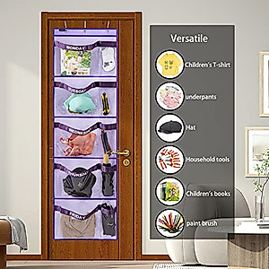 ANZORG Weekly Kids Clothes Organizer Day of Week School Clothing Storage Monday to Friday Hanging Closet Organizer (Purple)