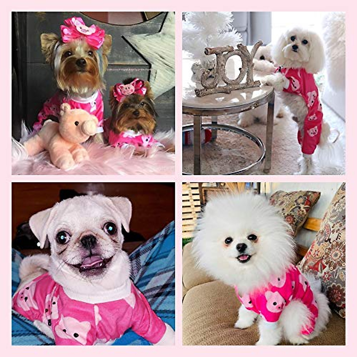 CuteBone Pink Pig Dog Pajamas Cute Cat Clothes Pet Pjs Onesie, Medium P46M