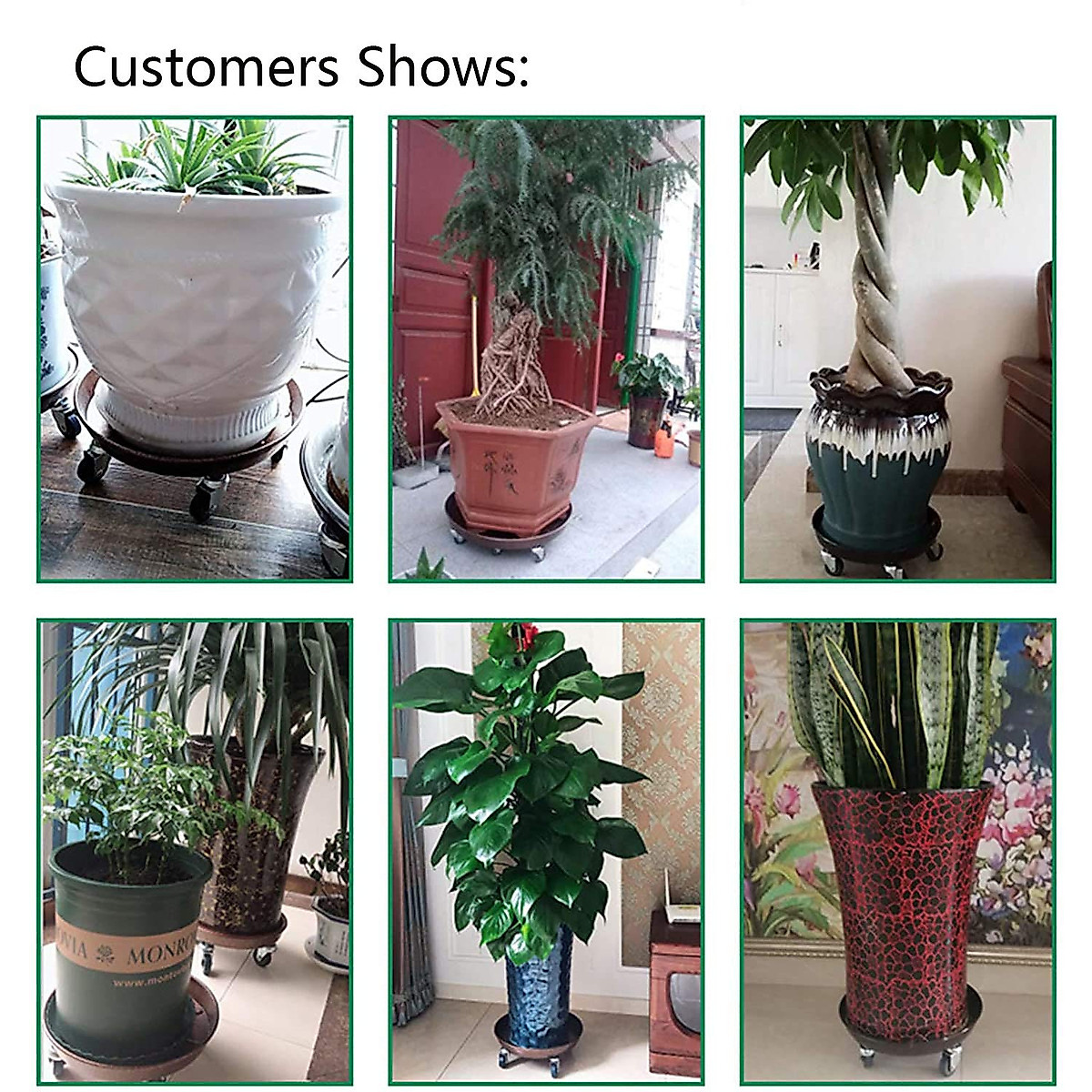 Plant Caddy with Wheels 16 Inches Metal Heavy Duty 2 Pcs - Rolling Plant Stand with Wheels Planter Caddies Round Flower Pot Mover Plant Dolly Holder Planter Trolley Casters