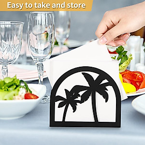 NDFECT Black Napkin Holder for Kitchen, Cocktail Coastal Palm Tree Napkins Holder, Upright Nautical Napkin Holders for Paper Napkins Party Tables, Metal