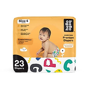 Hello Bello Premium Baby Diapers Size 4 I 23 Count of Disposeable, Extra-Absorbent, Hypoallergenic, and Eco-Friendly Baby Diapers with Snug and Comfort Fit I Alphabet Soup