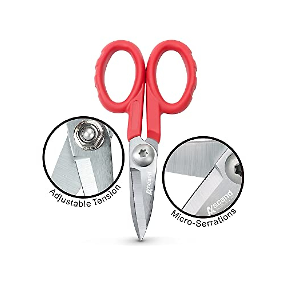 Ascend Tools 5-1/2 inch Carbon Steel Shears - Kevlar, Dyneema, Vectran, Spectra, Technora, Nomex, Innegra, Dacron, Fiberglass, Carbon Fiber, Breathers fiber cable