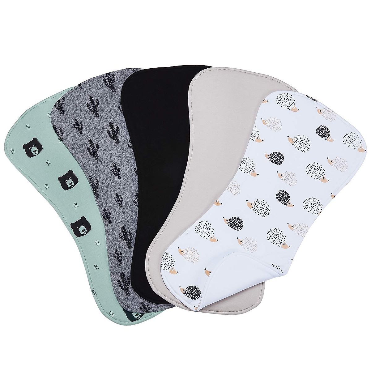 MiiYoung 5-Pack Baby Burp Cloths for Boys, Triple Layer, Organic Cotton, Soft and Absorbent Towel, Burping Rags for Newborns Set