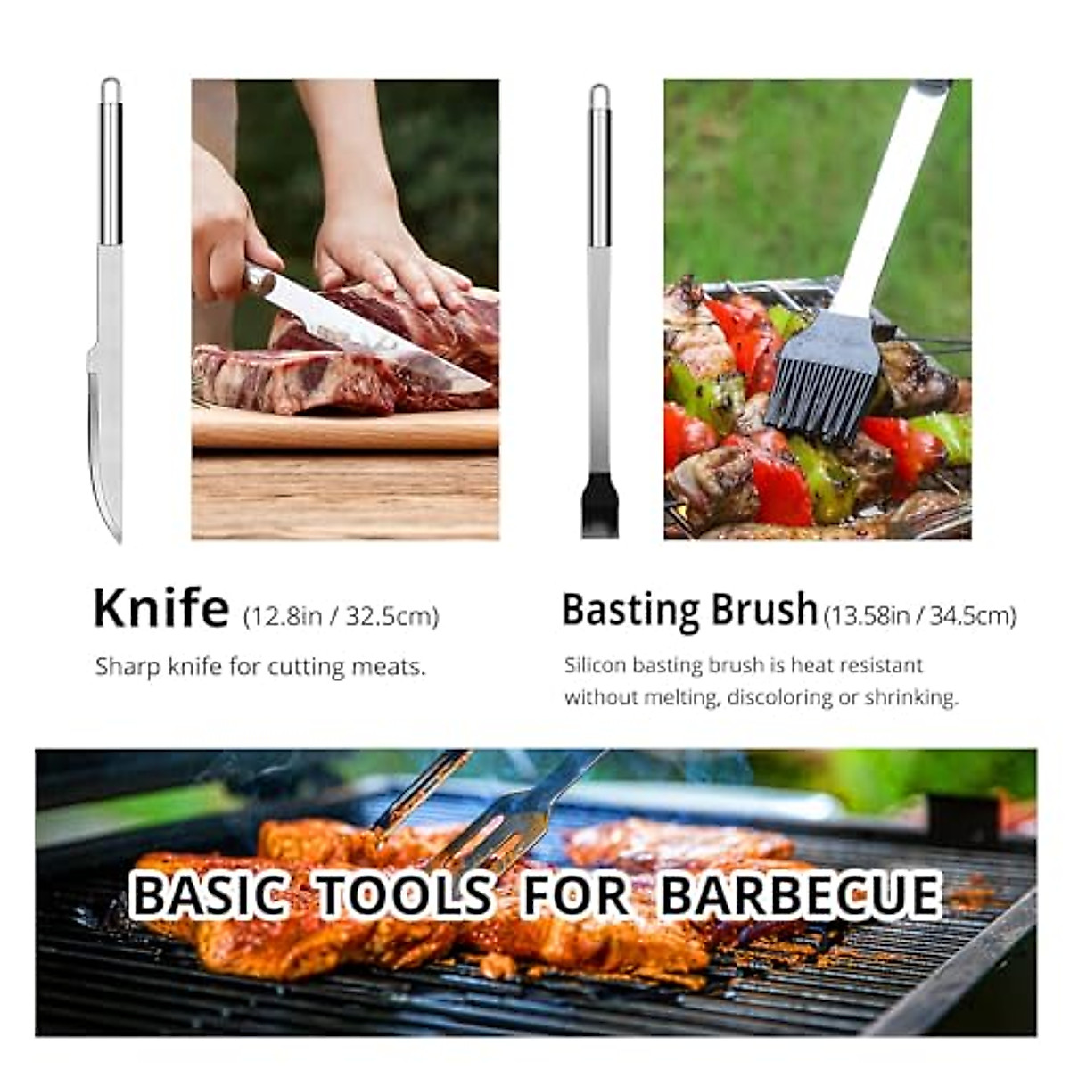 BBQ Utensil Set Stainless Steel Professional Barbecue Accessories Grill Tool with Bag Easy to Carry