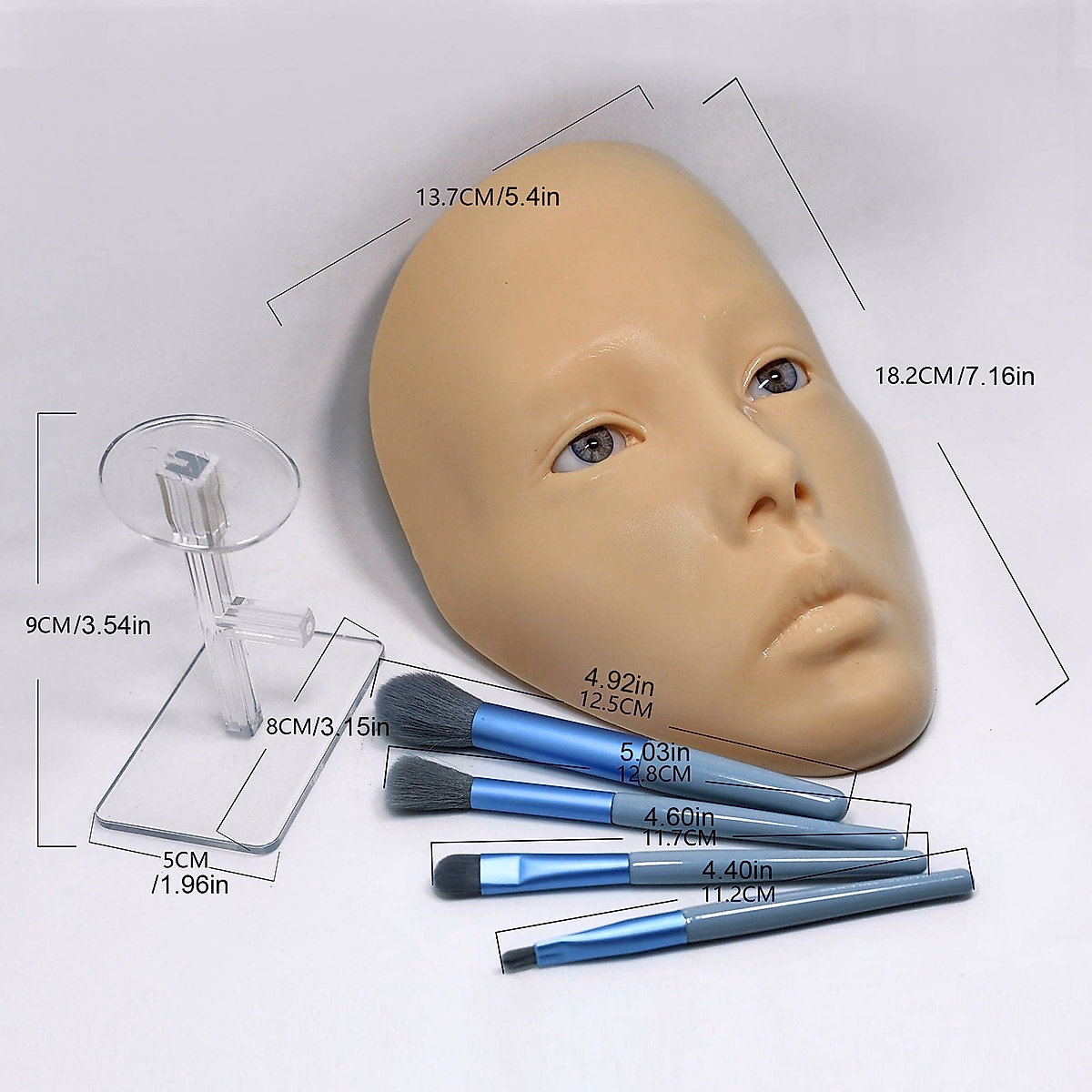 3D Reusable Makeup Practice Face, Silicone Makeup Mannequin Face for Beginners and Makeup Artists
