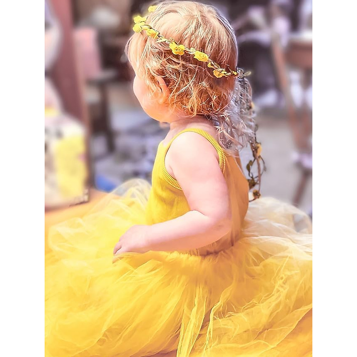 Toddler Baby Girls Tutu Dress for Kids Sleeveless Tulle Dresses Infant Party Photoshoot Size 6M-4T Yellow