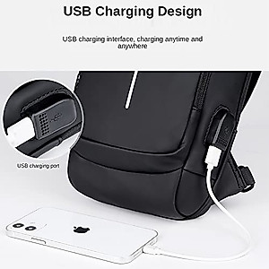 LELEBEAR Anti Theft Sling Bag, Usb Charging Sport Sling Anti-theft Shoulder Bag Waterproof Chest Bag (grey-brown)