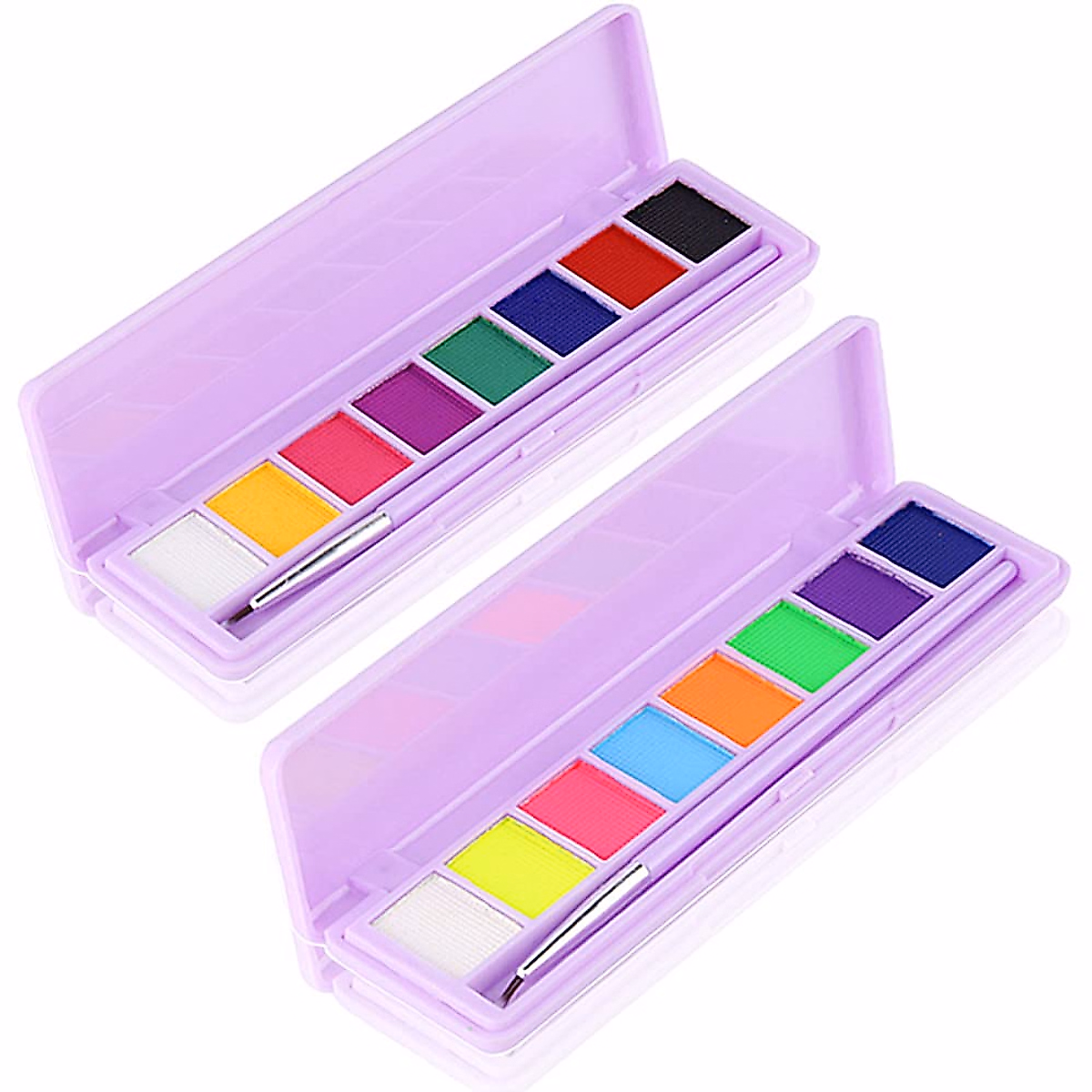 Go Ho 16 Colors Water Activated Eyeliner Palette,Highly Pigmented Bright Vibrant Fluorescent Rainbow Colorful Face and Body Paint Makeup,Matte and UV Paint Graphic Eyeliner,With Eyeliner Brush