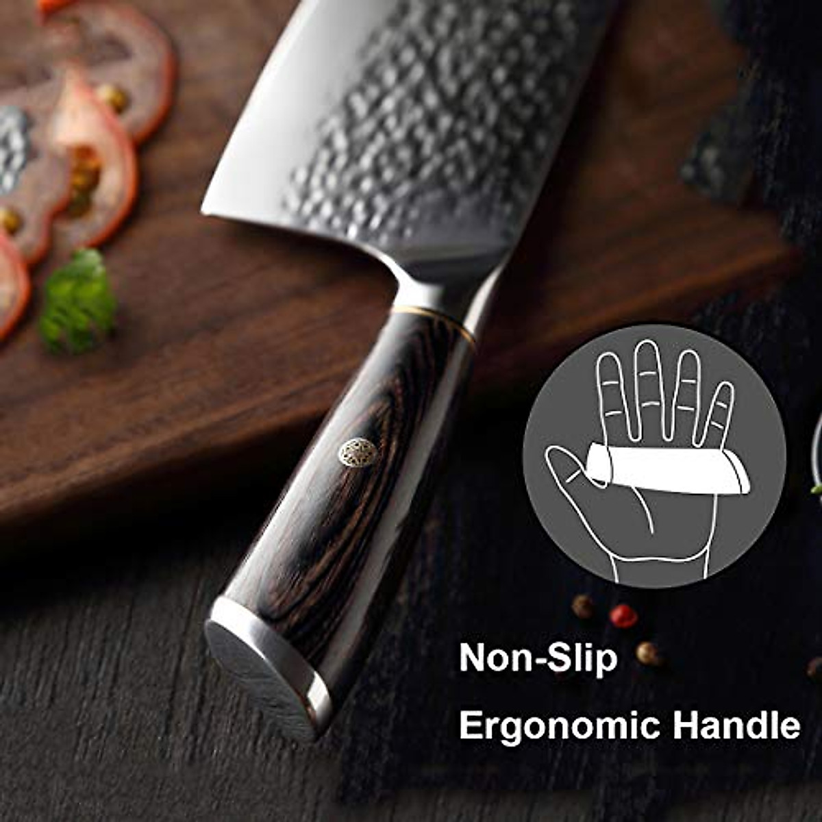 BECOKAY Cleaver Knife - 7 Inch Meat Cleaver, German High Carbon Stainless Steel Butcher Knife with Ergonomic Handle for Home Kitchen and Restaurant, Ultra Sharp Chopper Knife