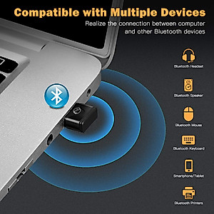 USB Bluetooth Adapter, ZEXMTE Bluetooth Dongle 5.1 EDR for Computer Desktop Mouse, Keyboard, Headset, Speaker- Bluetooth Adapter for PC Windows10 (Plug and Play)-Bluetooth USB Adapter,Black