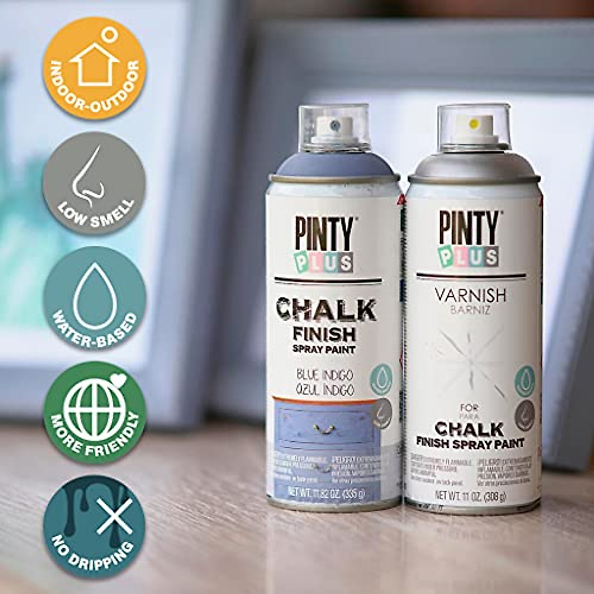 Chalk Finish Spray Paint - 11.8oz Water Based, Ultra Matte. Made With Real Chalk. Multiple Applications Including Furniture & Arts and Crafts. CK788 Broken White