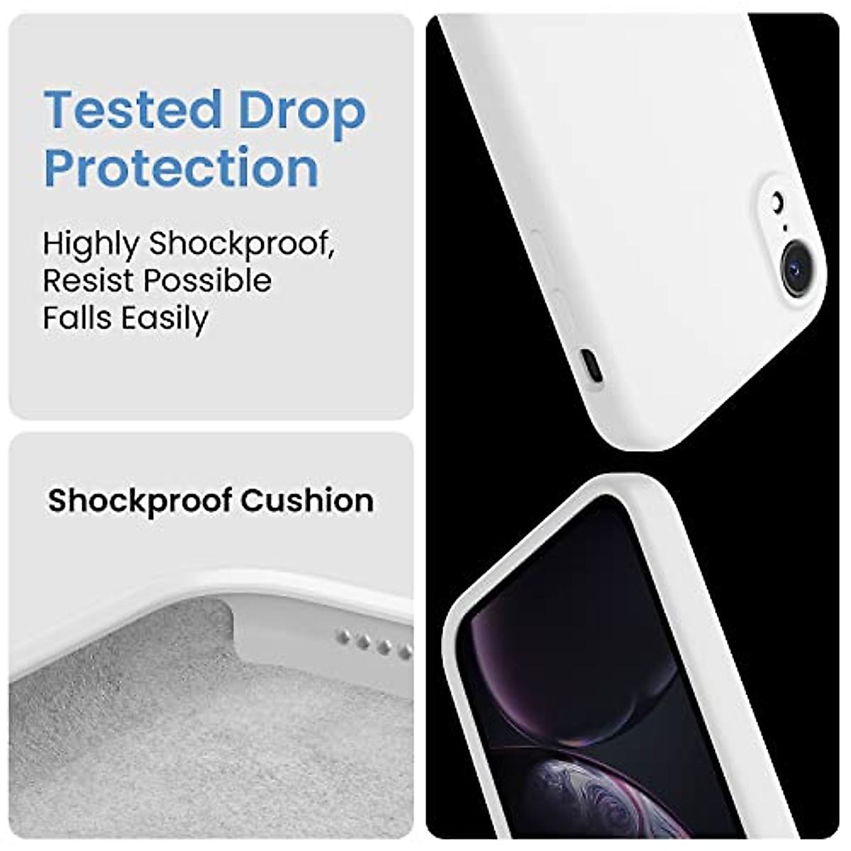 FireNova Designed for iPhone XR Case, Silicone Upgraded [Straight Edge] & [Camera Protecion] Phone Case with Soft Anti-Scratch Microfiber Lining, 6.1 inch, White