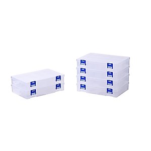 BangQiao 6 Pack Fixed 12 Grids Clear Plastic Storage Divider Box with Lid, Stackable Transparent Compartment Container Organizer Case for Seed Bead, Tiny Button, Small Parts, Art&Craft Supplies