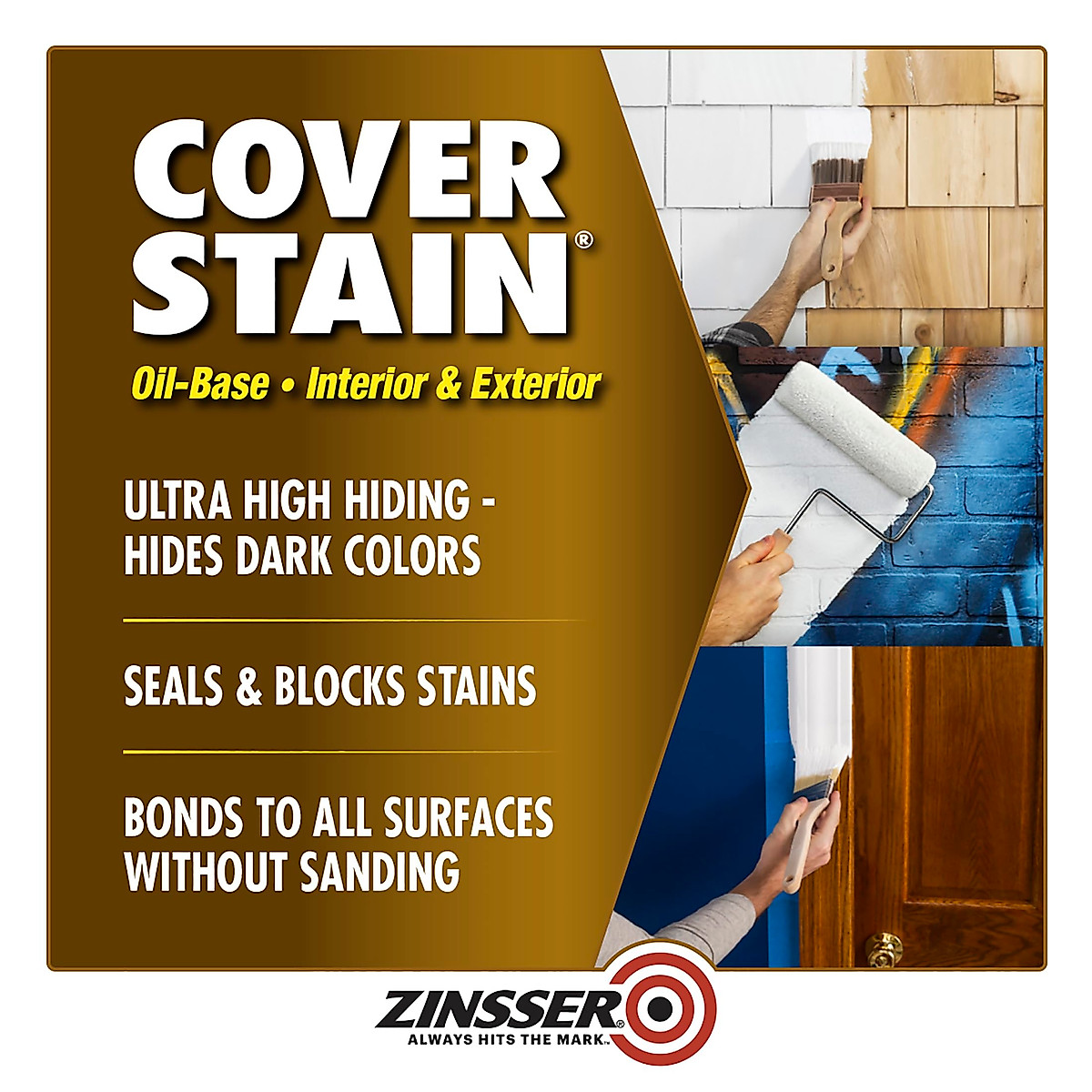 Rust-Oleum Zinsser 03504 Cover Stain Interior/Exterior Oil Primer Sealer, 1-Quart, White