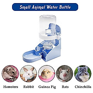chenming Rabbit Water Bottle,17oz Hanging Automatic Small Animal Water Bottle Bowl,Pet Cage Suspended Automatic Water Dispenser for Rabbits Hamsters Chinchillas Hedgehogs Ferrets (Blue)