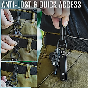 KeyUnity KS02BK EDC Belt Keychain Clip Quick Release, Stainless Steel Duty Belt Key Ring Holder for Pants, Jeans, Trousers (PVD Black)