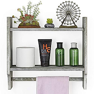 Bathroom Towel Rack Bathroom Shelf with Towel Bar Towel Racks for Bathroom Wall Mounted Bathroom Cabinets Organizer with Towel Shelf, Olive Green