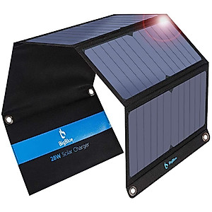 [Upgraded]BigBlue 3 USB-A 28W Solar Charger(5V/4.8A Max), Portable SunPower Solar Panel Charger for Camping, IPX4 Waterproof, Compatible with iPhone 11/XS/XS Max/XR/X/8/7, iPad, Samsung Galaxy LG etc.