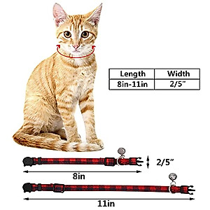 SLSON 4 Pack Cat Collars Breakaway with Bell Cat Collars with Cute Bowtie for Pet Kitten Cats and Small Dogs Pets Adjustable from 8-11In (Plaid)