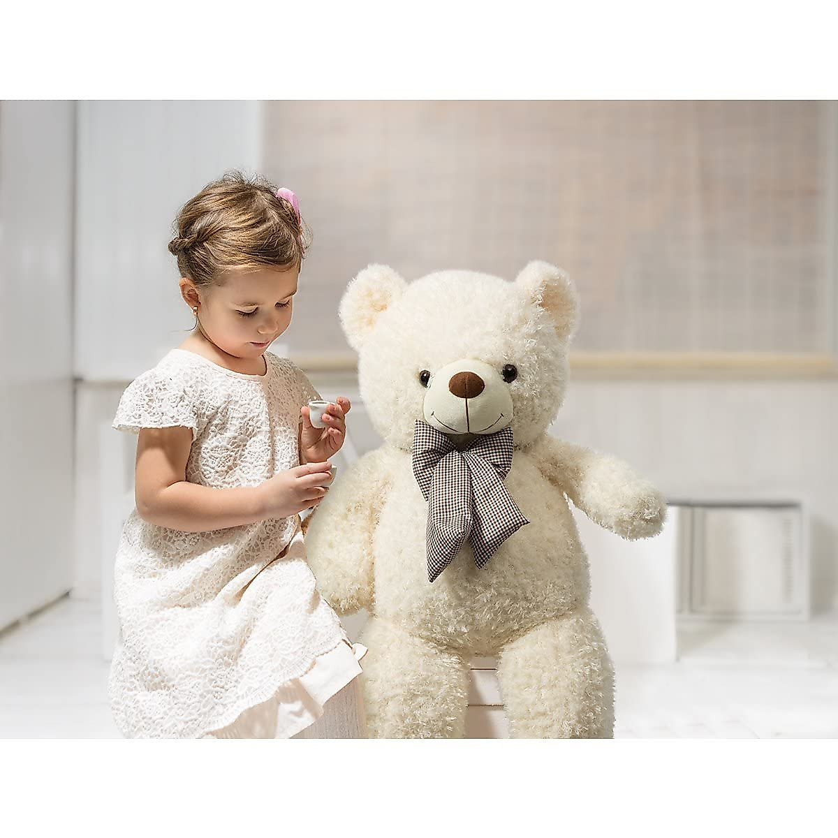 iBonny Teddy Bear Stuffed Animals Plush Soft Cuddly Bear 32 Inch Beige