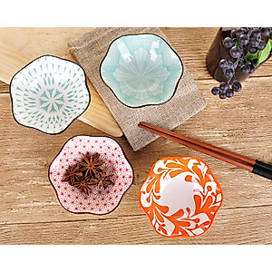 VanEnjoy Modern Style Ceramic Japanese Dipping Bowl Soy Sauce Seasoning Dishes Soy Dipping Sauce Dishes Set of 4