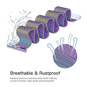 Rabini Metal Magnetic Band Compatible with Apple Watch 38mm 40mm 41mm 42mm 44mm 45mm 49mm, Rainbow Stainless Steel Mesh Loop Bands for iWatch SE Ultra Series 8 7 6 5 4 3 2 1 Women Men, Multicolor