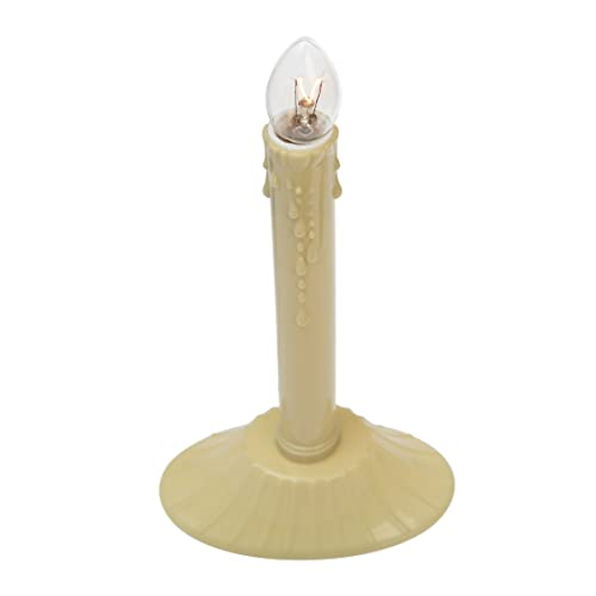 Creative Hobbies® Electric Candolier Indoor Christmas Candle Lamp, Ivory Plastic with Clear C7 Light Bulb - Pack of 6