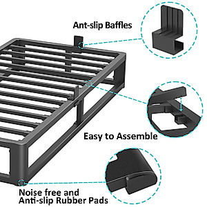 Firpeesy Upgrade Anti Bending and Round Corner Legs 10 inch Metal Twin Bed Frame 3500 LBS Heavy Steel Slats Support Platform Bed Frames No Box Spring Needed Platform Noise Free Easy Assembly