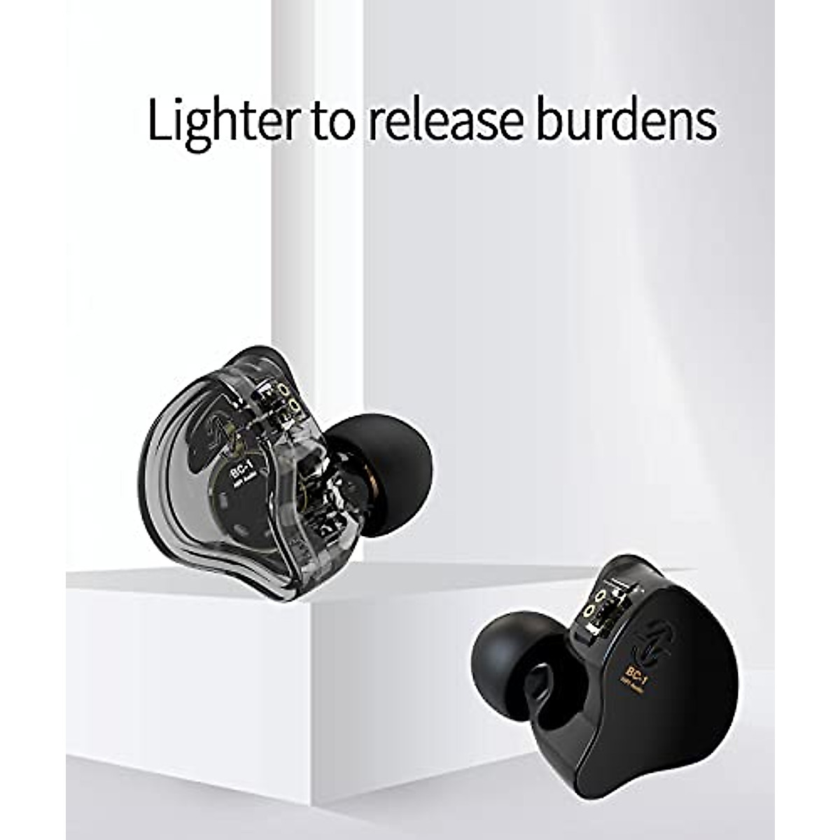 CCZ Melody in Ear Monitor, Dynamic Hybrid Dual Driver in Ear Earphones 1BA+1DD HiFi Wired Headphones Musicians IEM Upgrade Deep Bass Suitable for Bass Vocals Pop Folk ACG (No MIC, Transparent)